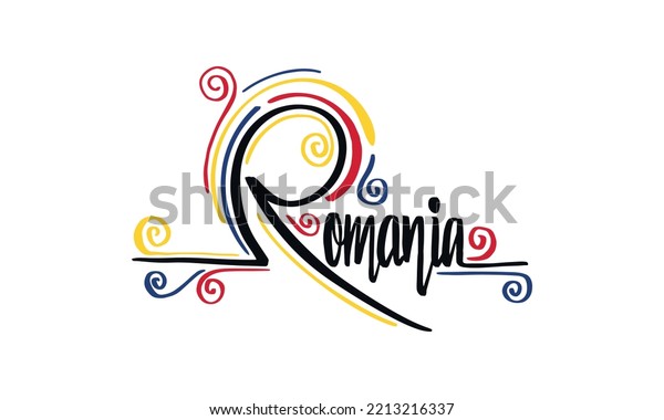 Vector Illustration Romania Handdrawn Lettering Art Stock Vector ...