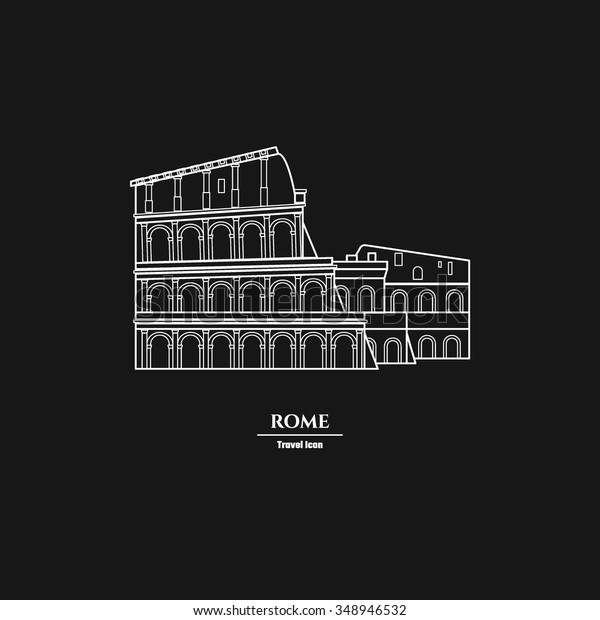Vector Illustration Rome Landmark Outline Design Stock Vector (Royalty ...