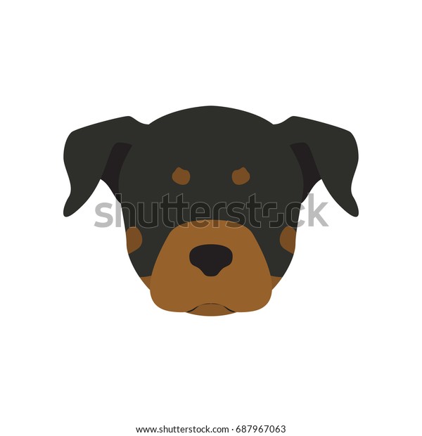 Vector Illustration Rottweiler Dog Head Isolated Stock Vector (Royalty ...