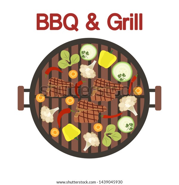 Vector Illustration Round Barbecue Grill Top Stock Vector (Royalty Free ...