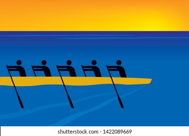 Vector Illustration Rowing Symbol People Marine Stock Vector (Royalty ...