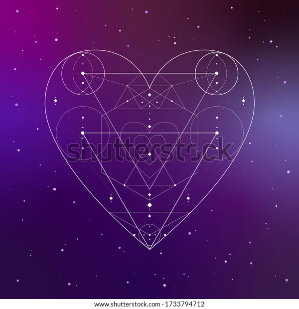 Vector Illustration Sacred Geometry Heart Beautiful: เวกเตอร์สต็อก ...