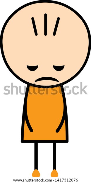 Vector Illustration Sad Cartoon Bows Down Stock Vector (Royalty Free ...