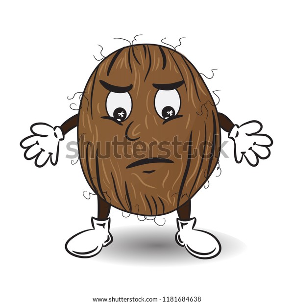 Vector Illustration Sad Coconut Cartoon Tropical Stock Vector (Royalty ...