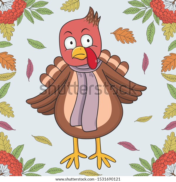 Vector Illustration Sad Funny Turkey Stock Vector (Royalty Free ...