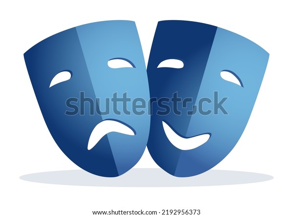 Vector Illustration Sad Happy Face Mask Stock Vector (Royalty Free ...
