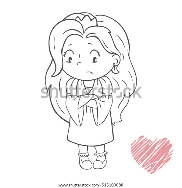 Vector Illustration Sad Little Princess Isolated Stock Vector (Royalty ...