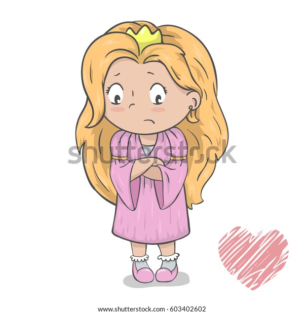 「Vector Illustration Sad Little Princess Isolated」のベクター画像素材（ロイヤリティフリー ...