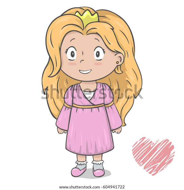 Vector Illustration Sad Little Princess Isolated Stock Vector (Royalty ...