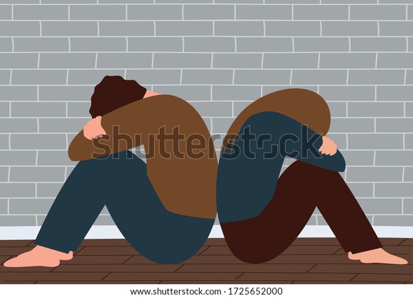 Vector Illustration Sad Married Couple Crying Stock Vector (Royalty ...