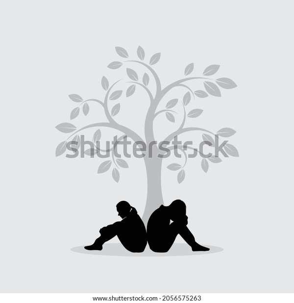 Vector Illustration Sad Married Couple Crying Stock Vector (Royalty ...
