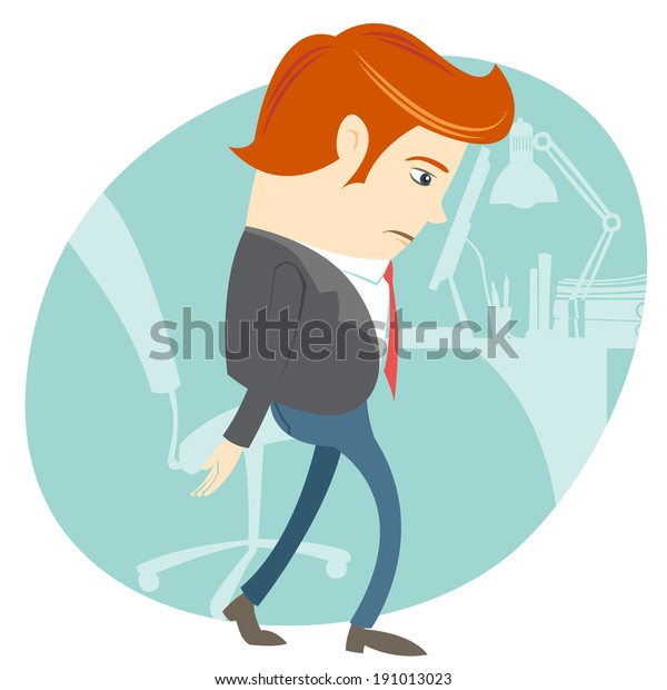 Vector Illustration Sad Office Man Front Stock Vector (Royalty Free ...