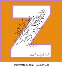 Vector Illustration Saffron Zafran Inside Letter Stock Vector (Royalty ...