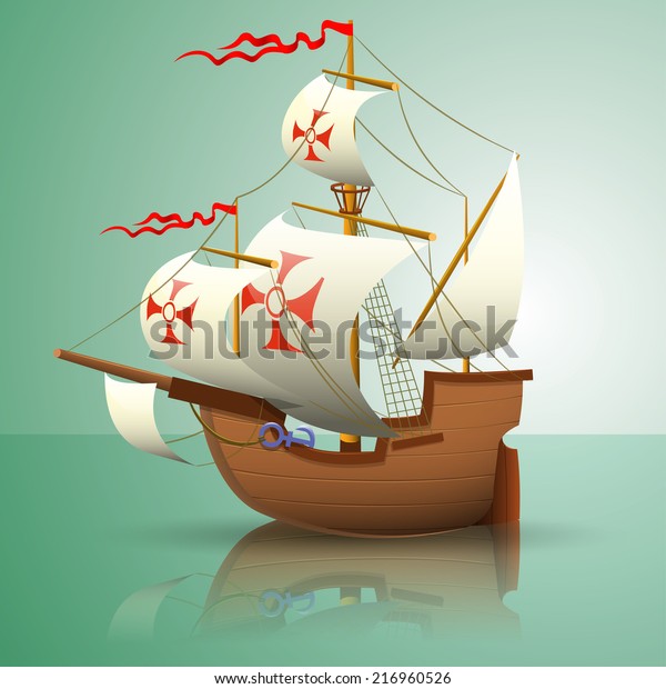 Vector Illustration Sailing Ship Spain Stock Vector (Royalty Free ...