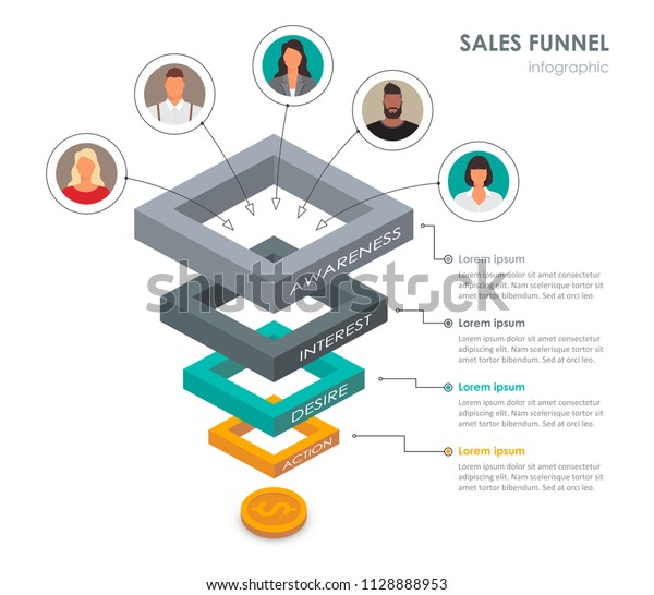 Vector Illustration Sales Funnel Elements Business Stock Vector ...