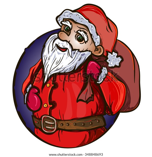 Vector Illustration Santa Claus Carrying Sack Stock Vector (Royalty ...