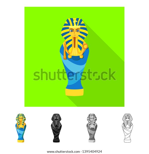 Vector Illustration Sarcophagus Pharaoh Sign Set Stock Vector (Royalty ...