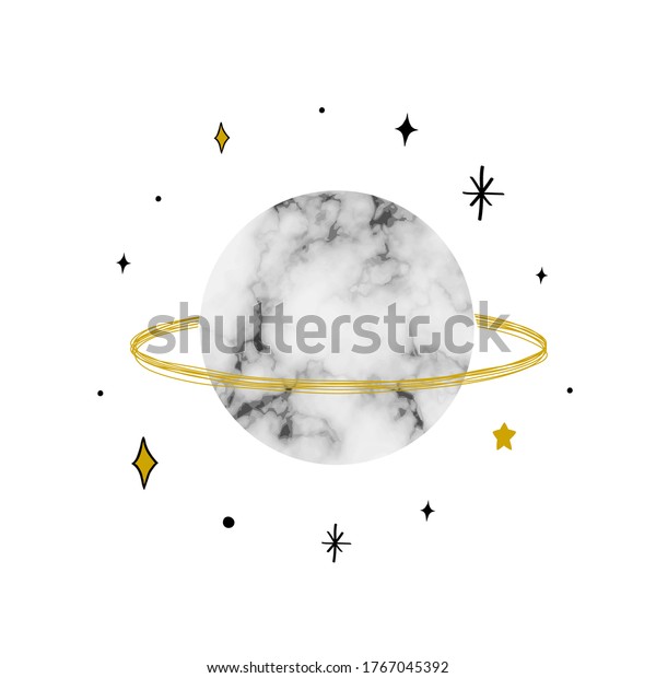 Vector Illustration Saturn Marble Texture Trendy Stock Vector (Royalty ...