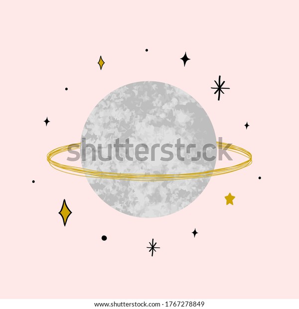 Vector Illustration Saturn Marble Texture Trendy Stock Vector (Royalty ...