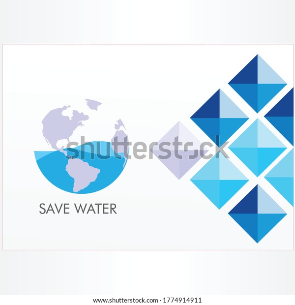Vector Illustration Save Water Poster Background: เวกเตอร์สต็อก (ปลอด ...