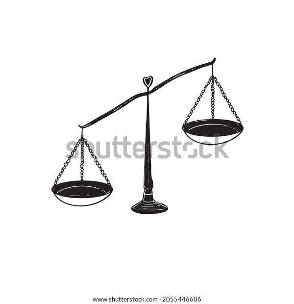 Vector Illustration Scales Pan Black Lines Stock Vector (Royalty Free ...