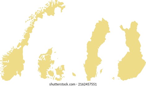 Vector Illustration Scandinavia Countries Map Stock Vector (Royalty ...