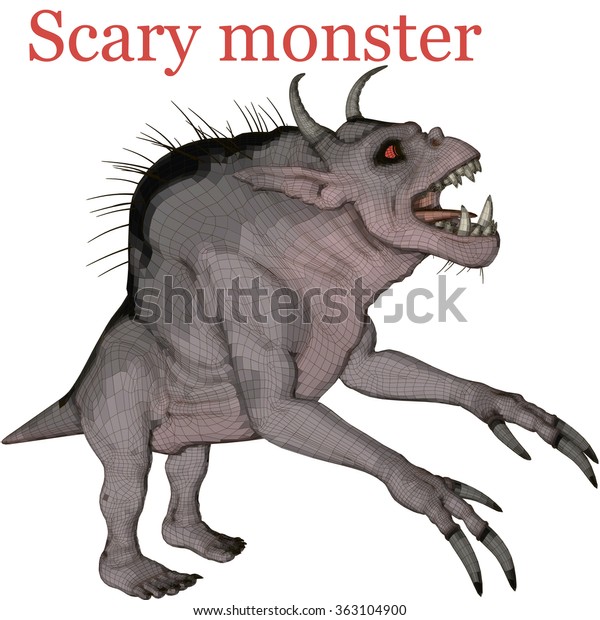 Vector Illustration Scary Monster On White Stock Vector (Royalty Free ...