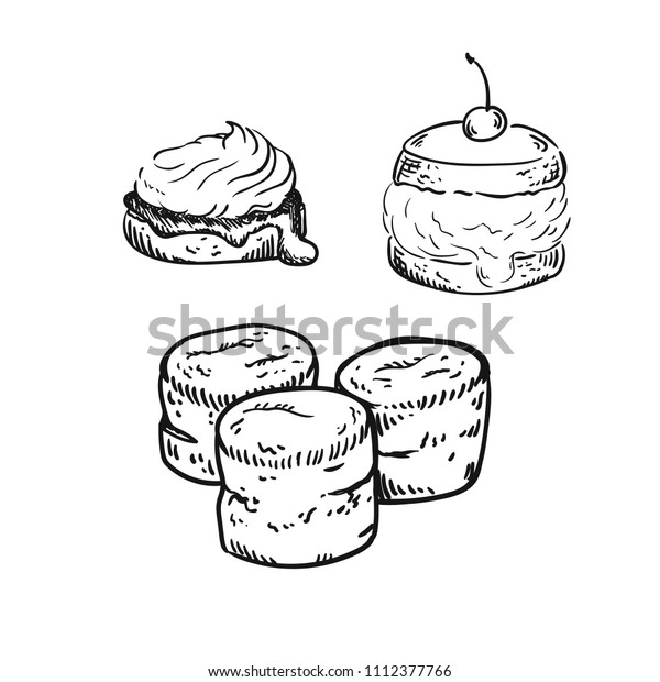 Vector Illustration Scones Sketch Isolated On: เวกเตอร์สต็อก (ปลอดค่า ...