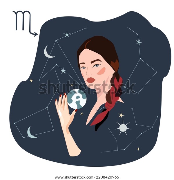 Vector Illustration Scorpios Zodiac Sign Woman Stock Vector (Royalty ...