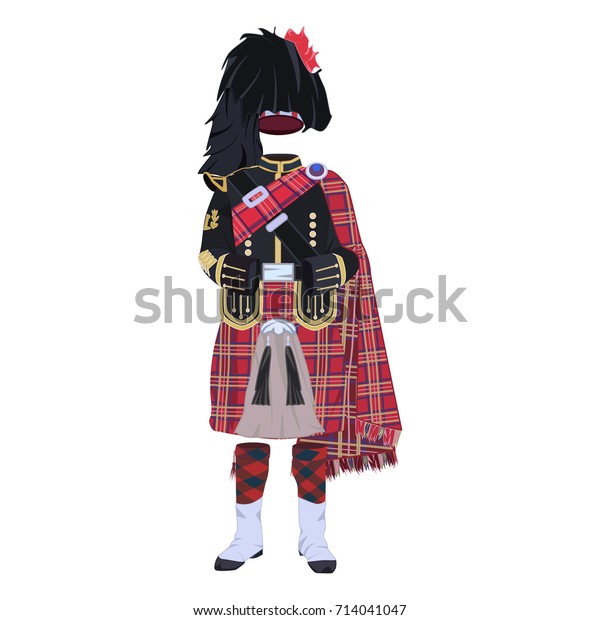 Vector Illustration Scottish Traditional Piper Uniform Stock Vector ...