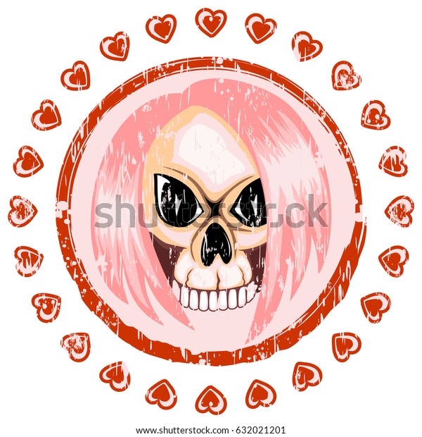 Vector Illustration Scratched Stamp Emo Girl Stock Vector (Royalty Free ...