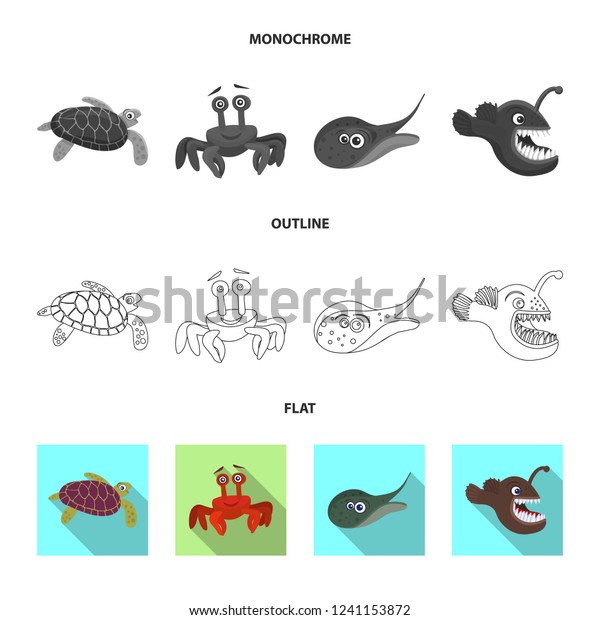 Vector Illustration Sea Animal Logo Set Stock Vector (Royalty Free ...