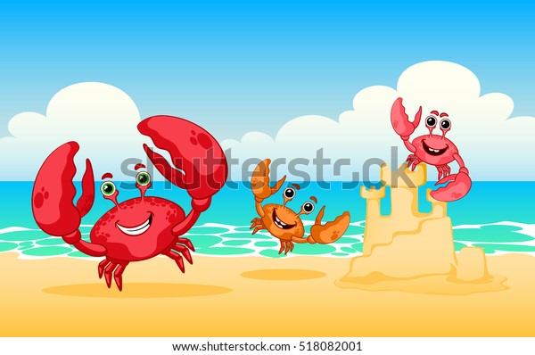 Vector Illustration Sea Animals Illustration Happy Stock Vector ...