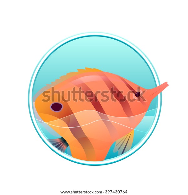 Vector Illustration Sea Fish Sea Circle Stock Vector (Royalty Free ...