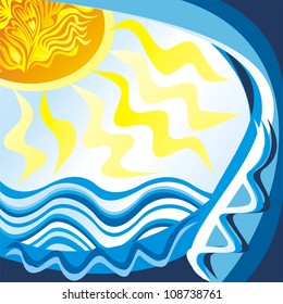 Vector Illustration Sea Sun Stock Vector (Royalty Free) 108738761 ...