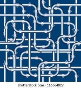 Pipeline Seamless Pattern Intertwining Steel Pipes Stock Vector ...