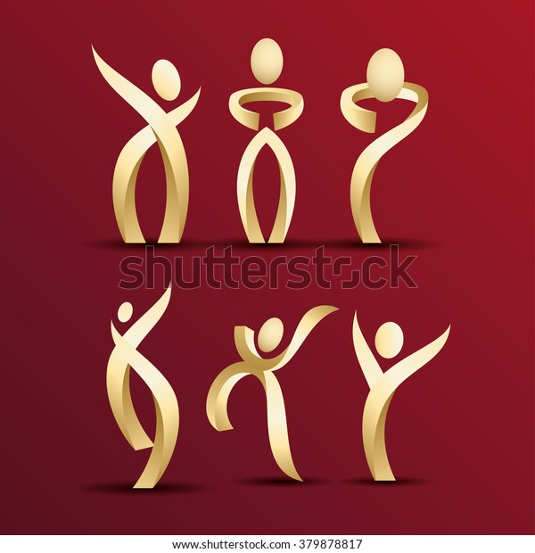 Vector Illustration Set Abstract People Logos Stock Vector (Royalty ...