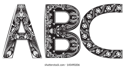Vector Illustration Set Alphabet Letters Graphic Stock Vector (Royalty ...