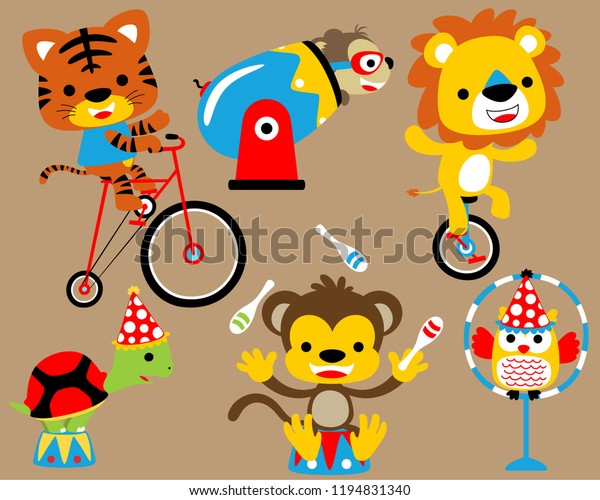 Vector Illustration Set Animals Cartoon Circus Stock Vector (Royalty ...