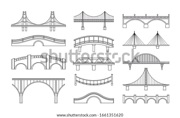 Vector Illustration Set Bridges Icons Types Stock Vector (Royalty Free ...