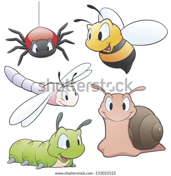 Vector Illustration Set Cartoon Garden Animals Stock Vector (Royalty ...