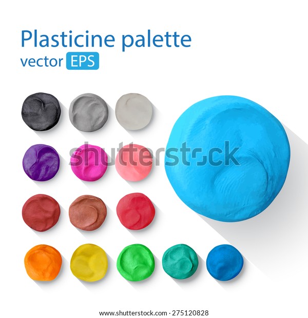 Vector Illustration Set Colored Plasticine Clay Stock Vector (Royalty ...