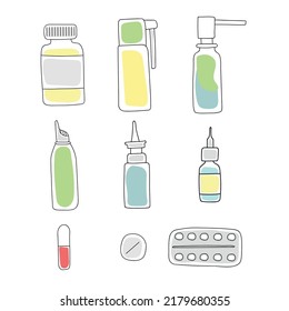 Vector Illustration Set Drugs Doodle Style Stock Vector (Royalty Free ...