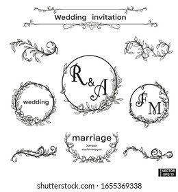 Vector Illustration Set Elegant Floral Monograms Stock Vector (Royalty ...