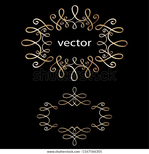 Vector illustration of Set of Golden frames for design patterns for ...
