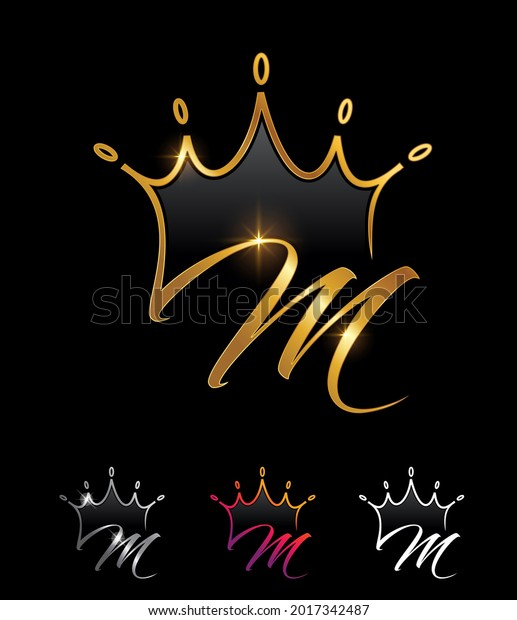 Vector Illustration Set Golden Monogram Crown Stock Vector (Royalty ...
