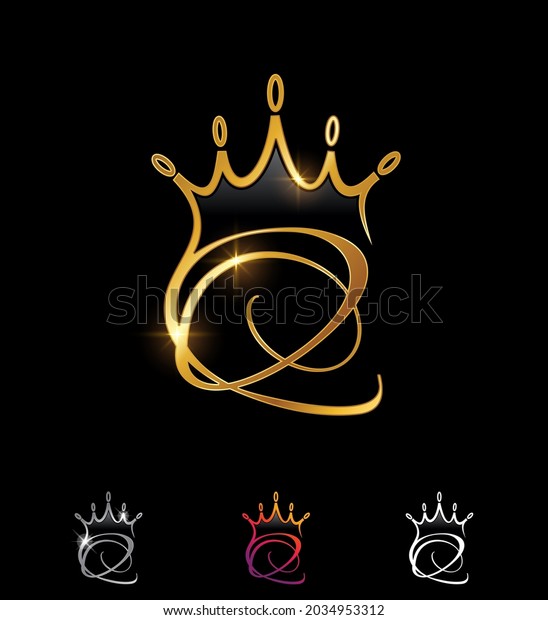 Vector Illustration Set Golden Monogram Crown Stock Vector (Royalty ...