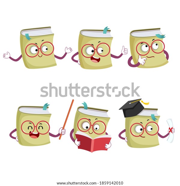 Vector Illustration Set Happy Cartoon Book Stock Vector (Royalty Free ...
