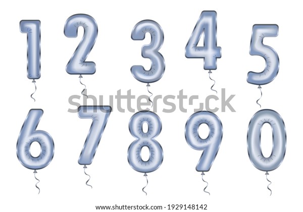 Vector Illustration Set Helium Balloons Numbers Stock Vector (Royalty ...