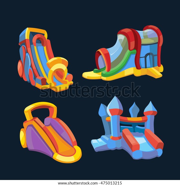 Vector Illustration Set Inflatable Castles Children Stock Vector ...